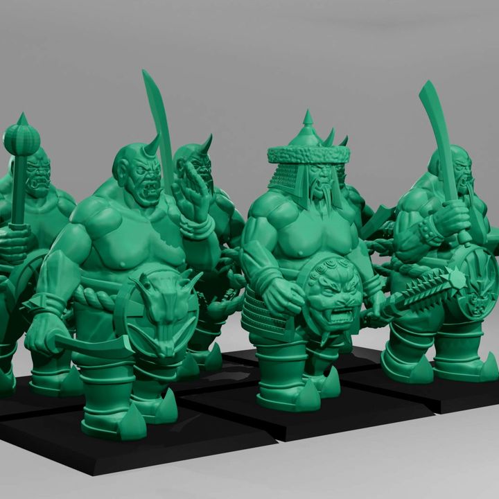 3D Printable Cathay Imperial Ogre Mercenaries by Cosmic Brother Miniatures